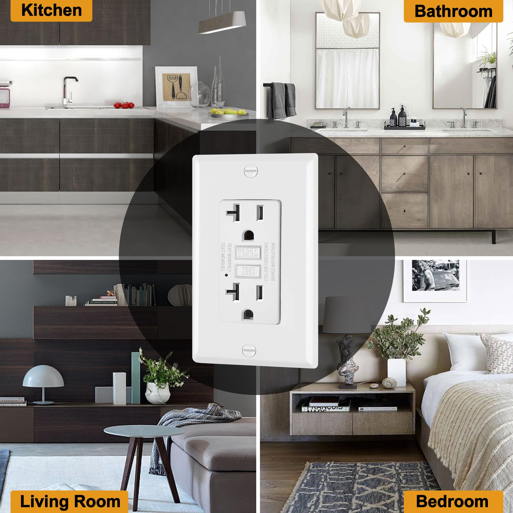 Snapklik.com : ELECTECK 2 Pack GFCI Outlets 20 Amp, Non-Tamper ...