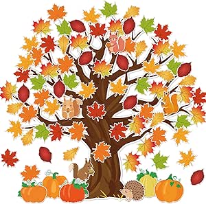 Amazon.com: Whaline 104Pcs Fall Tree Cutouts Maple Leaves Tree Bulletin ...