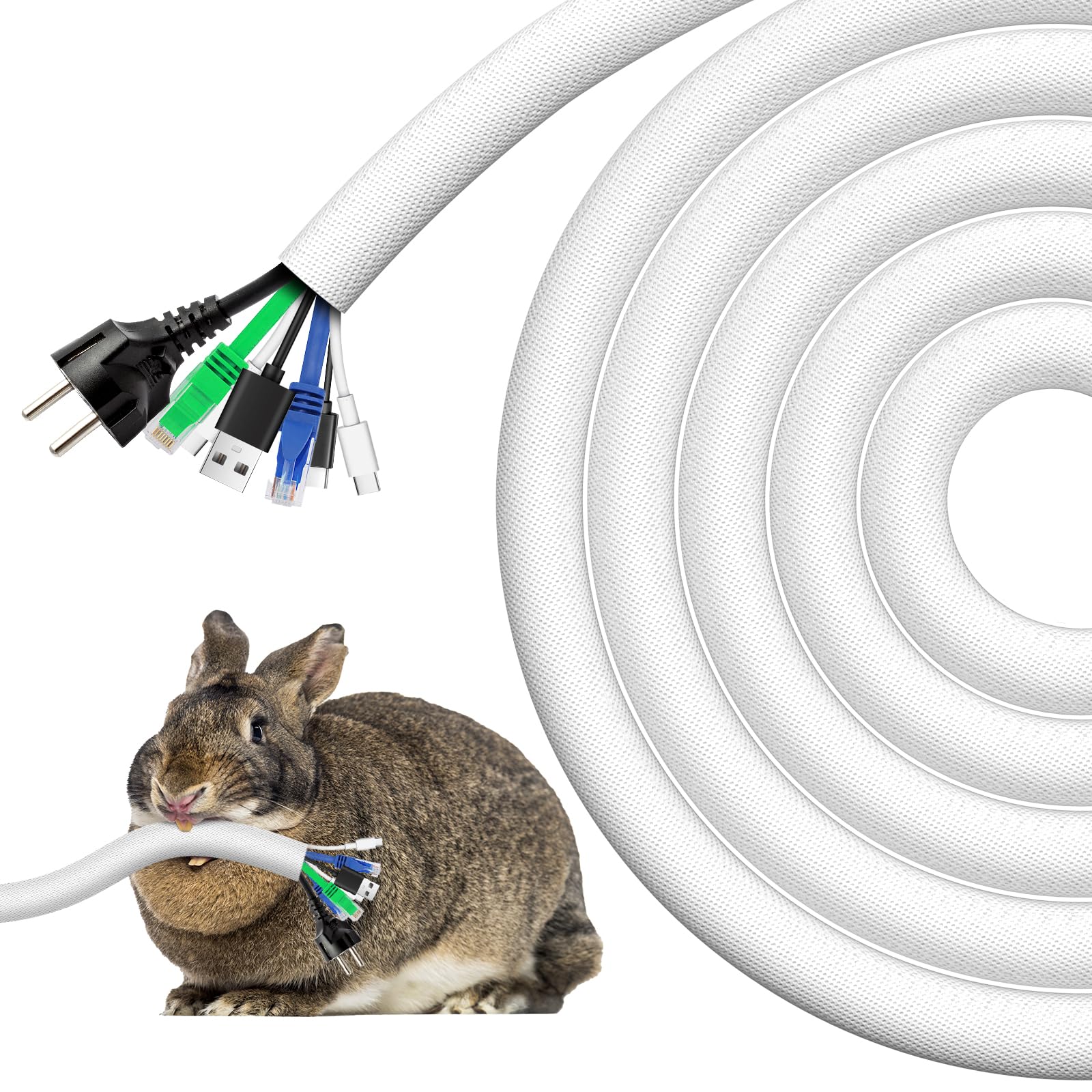 Amazon.com: AGPTEK Cable Sleeve Cover, 20ft - 4/5 inch Dog Cat Cord ...