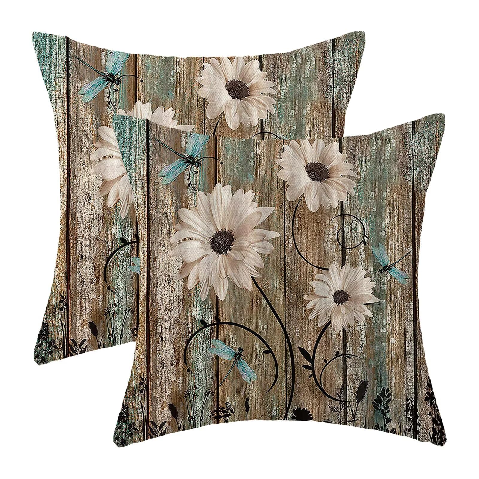 20 X 20 Pillow Covers Rustic Daisy Pillow Covers 20 X 20 Inch , Vintage ...