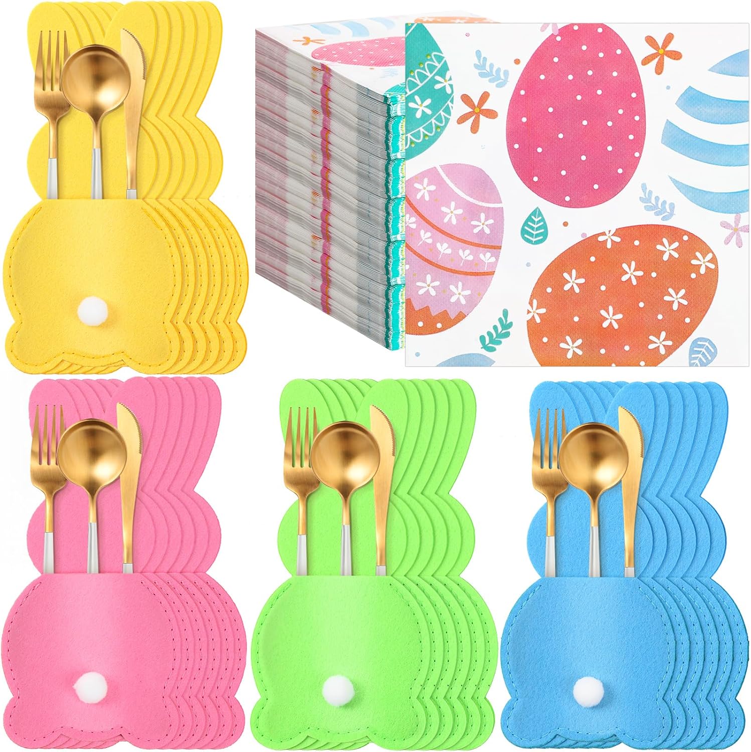 Amazon.com: VitalCozy 74 Pcs Easter Utensil Cutlery Holders and Easter ...