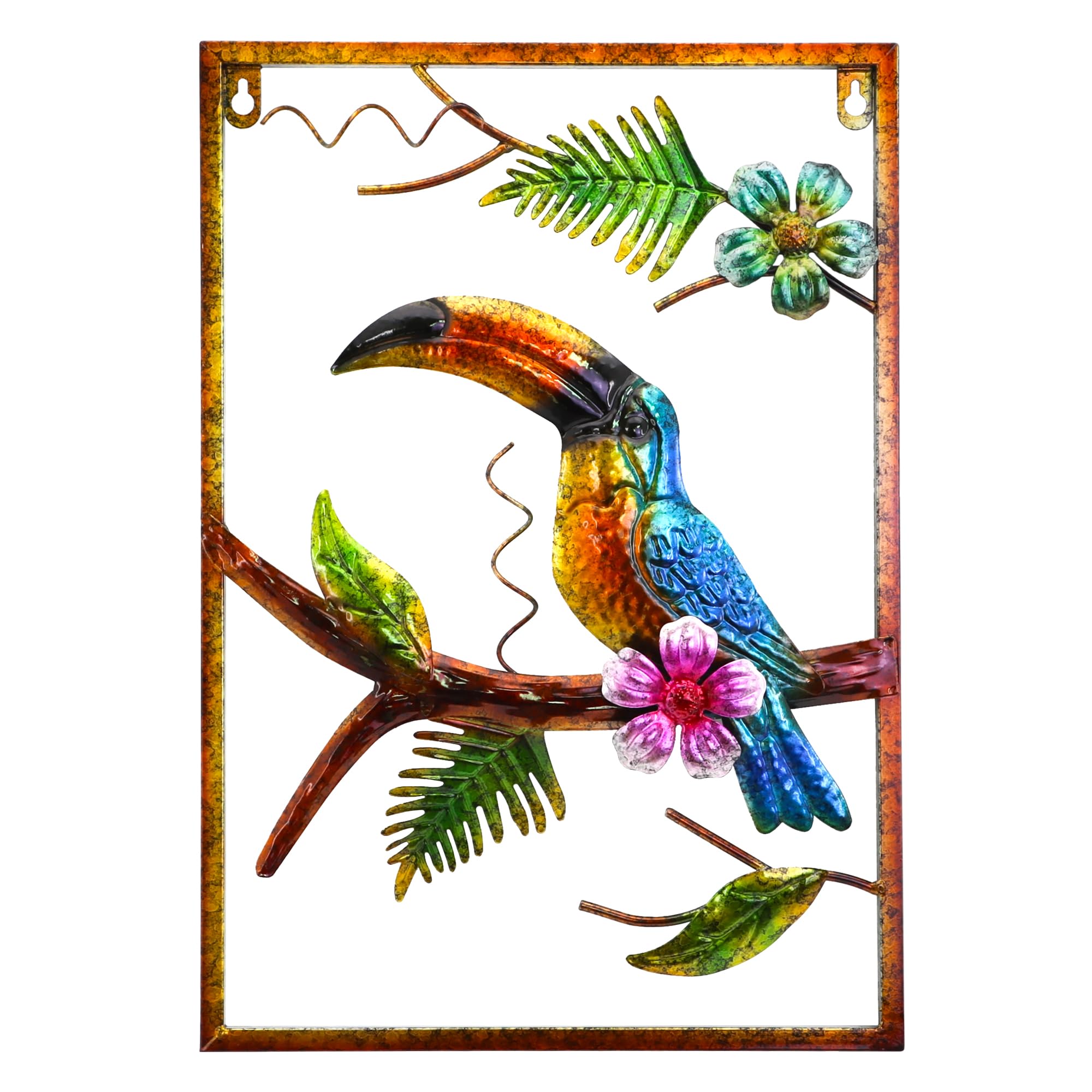 Amazon.com: J-Fly Toucan Large Metal Wall Art Tropical Decorations Hand ...