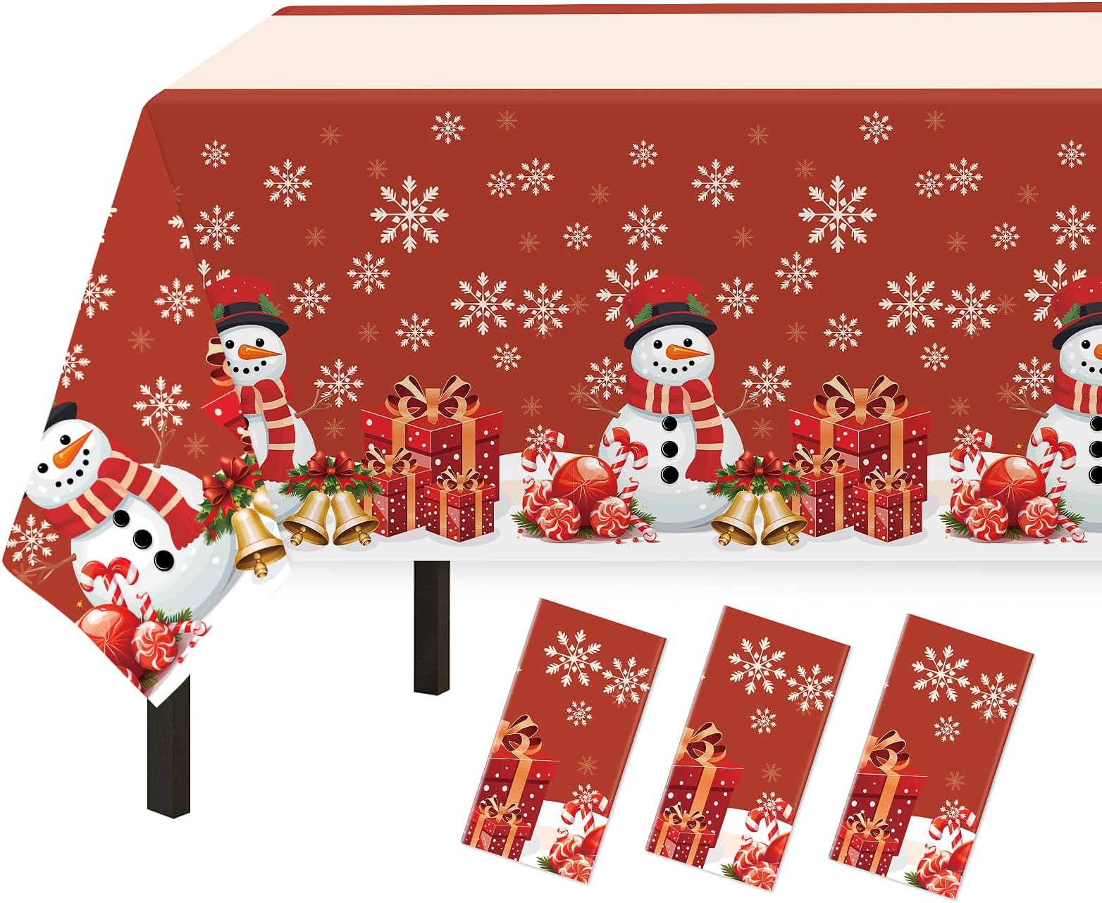 Amazon.com: Merry Christmas Tablecloth Plastic 2 Pack Disposable ...
