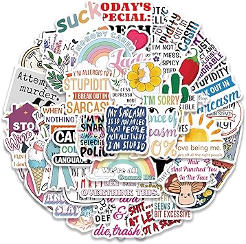 Amazon.com: Snarky Stickers 50Pcs Sarcastic Quotes Stickers for Adults ...