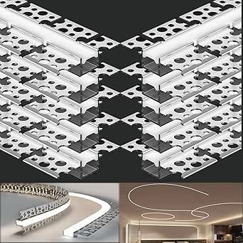 KSDLMPA 10 Pack 3.3ft/1m Plaster-in Bendable Aluminum Profile LED Light ...