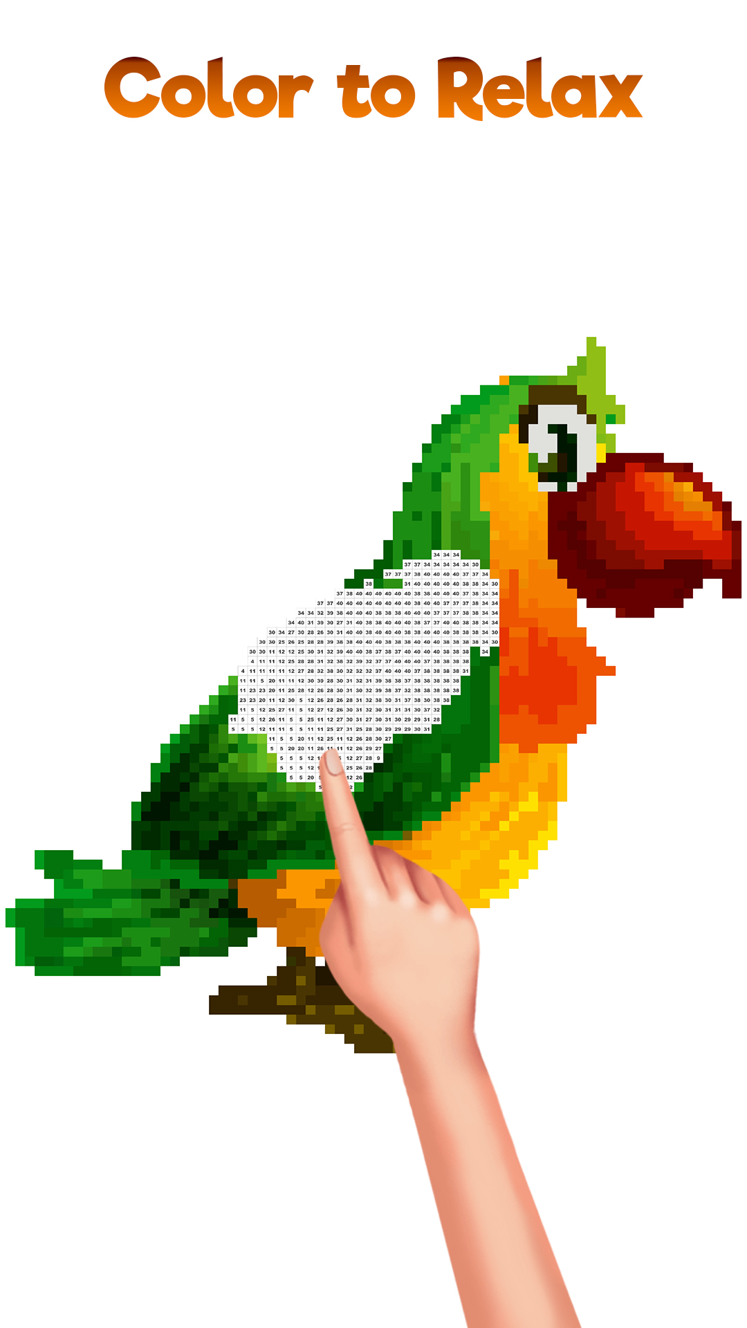 Birds Pixel Art - Paint by Number, Sandbox Coloring Pages - App on the ...