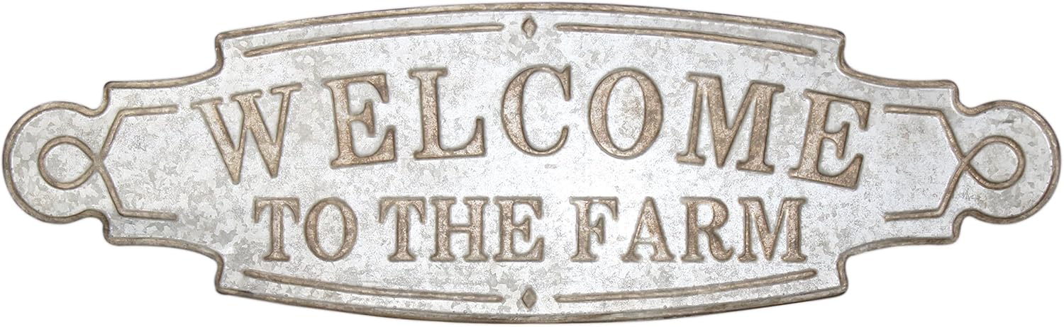 Amazon.com: Mayrich 36" Primitive Galvanized Metal Wall Sign"Welcome to ...