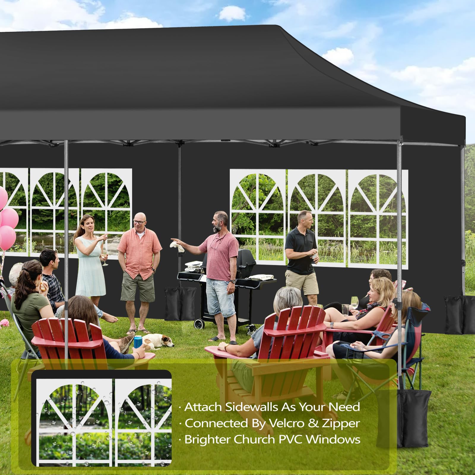 Biracx 10x20 Heavy Duty Pop Up Canopy Tent with 6 Removable Sidewalls ...