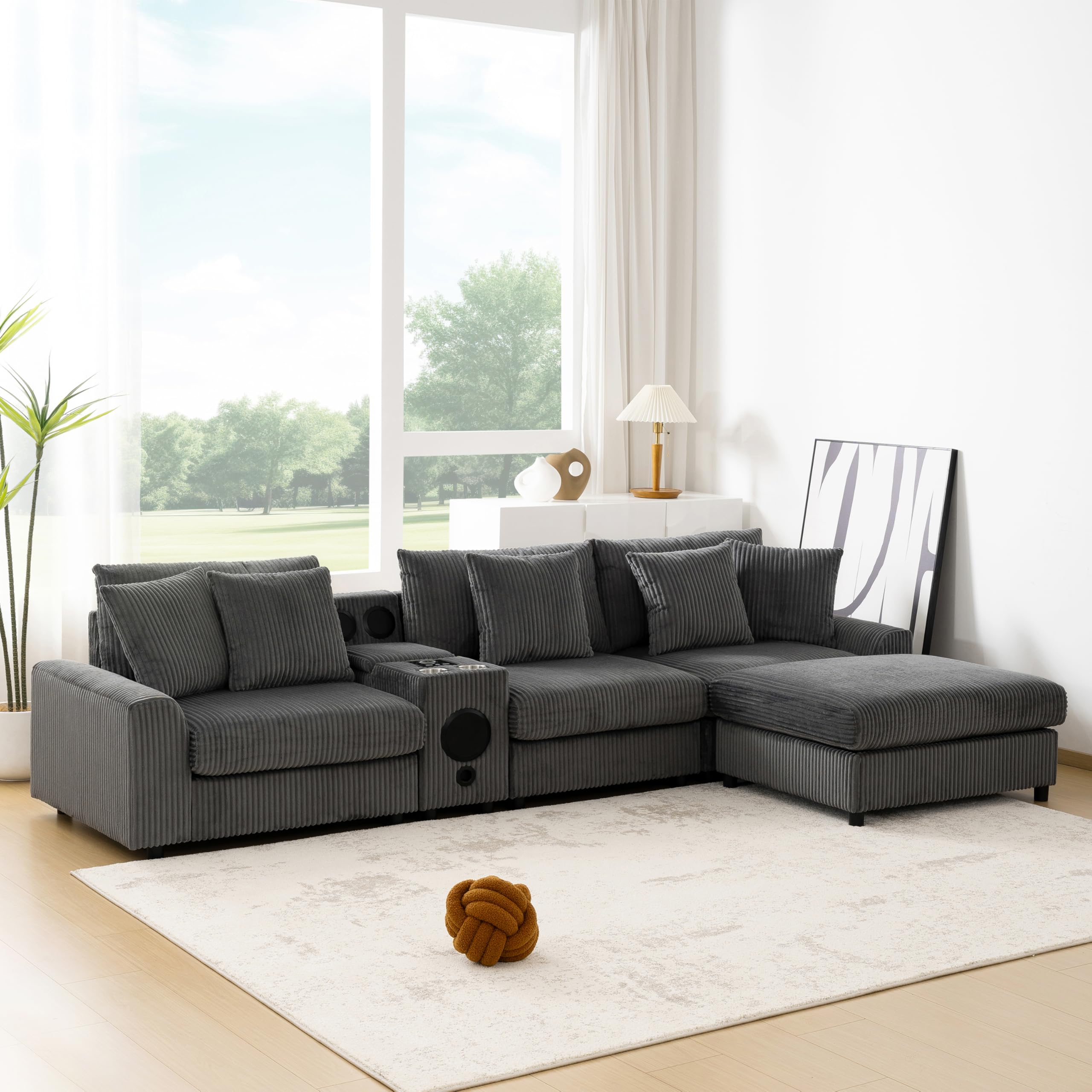 Amazon.com: Ball & Cast Corduroy Sectional Couches for Living Room with ...