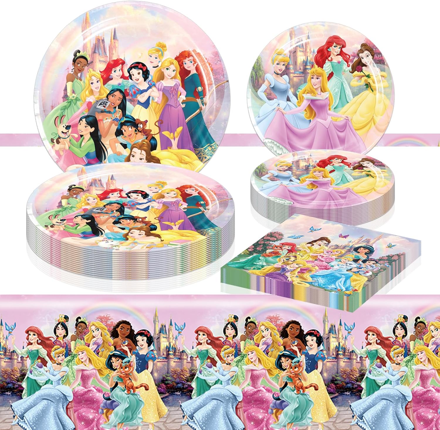 Amazon.com: 41Pcs Princess Birthday Party Supplies,20pcs Paper Plates ...
