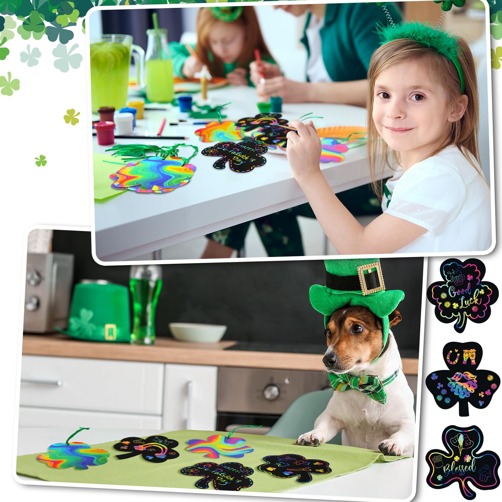 Snapklik.com : 36 Pack St Patricks Day Shamrocks Scratch Crafts For ...