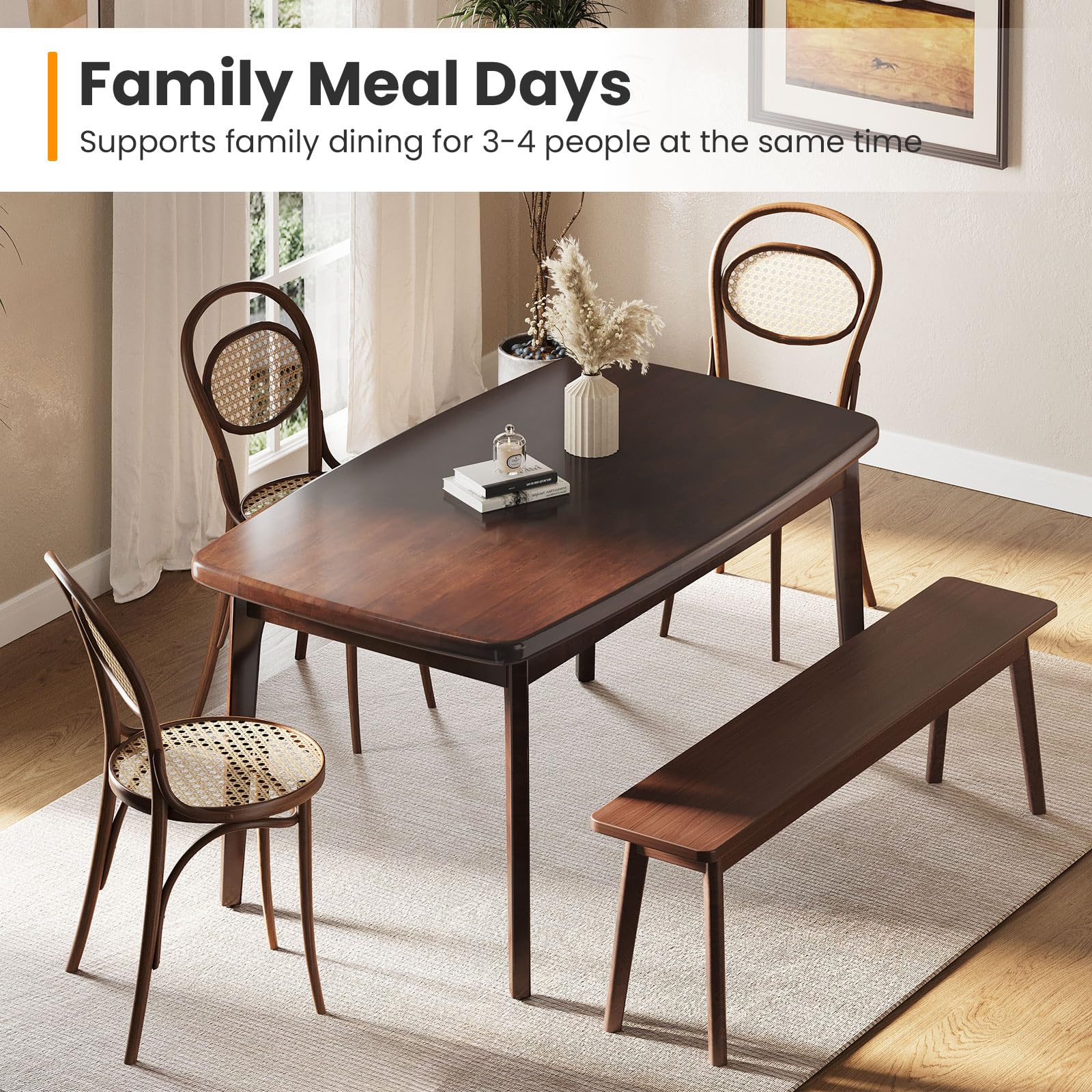 KKL Dining Table, 47" Kitchen Table for 2, Mid Century Modern Wood ...