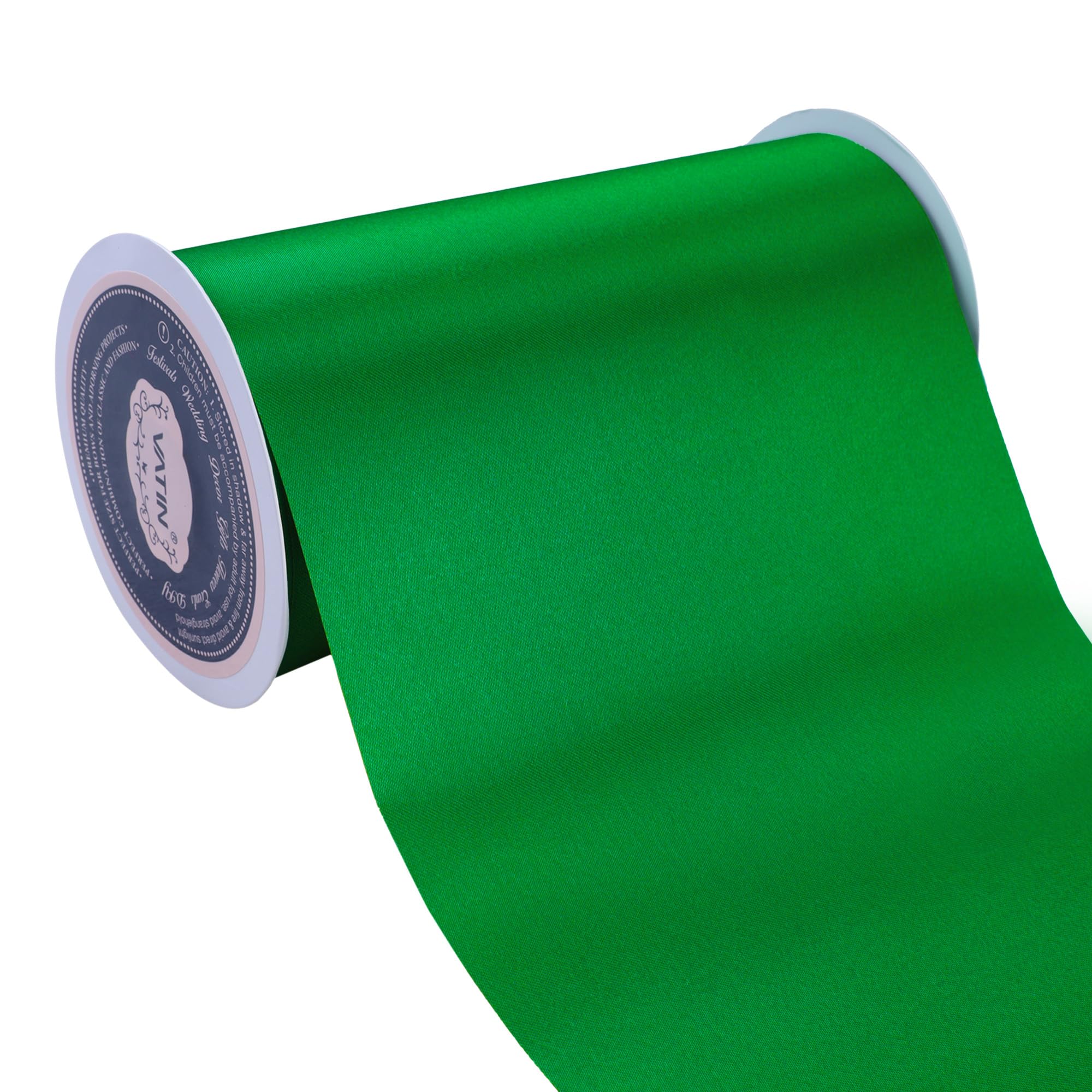 Amazon.com: VATIN 6 Inch x 22Yards Wide Green Satin Solid Ribbon Large ...