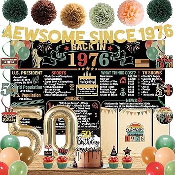 Amazon.com: Trgowaul Colorful Back in 1976 Birthday Decorations for Men ...