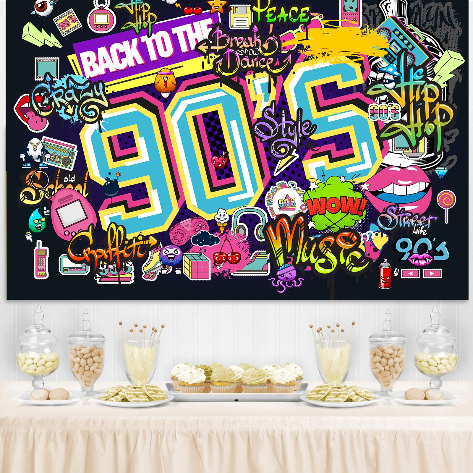 Buy Aakihi Back to the 90's Backdrop for Parties | 90s Theme Backdrop ...