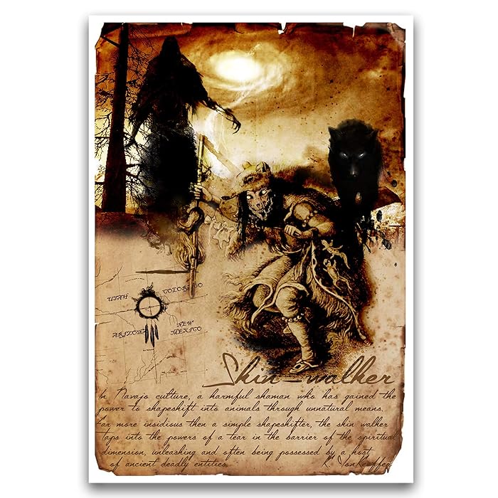 Buy Navajo Skinwalker creepy science journal art print, myths monsters ...
