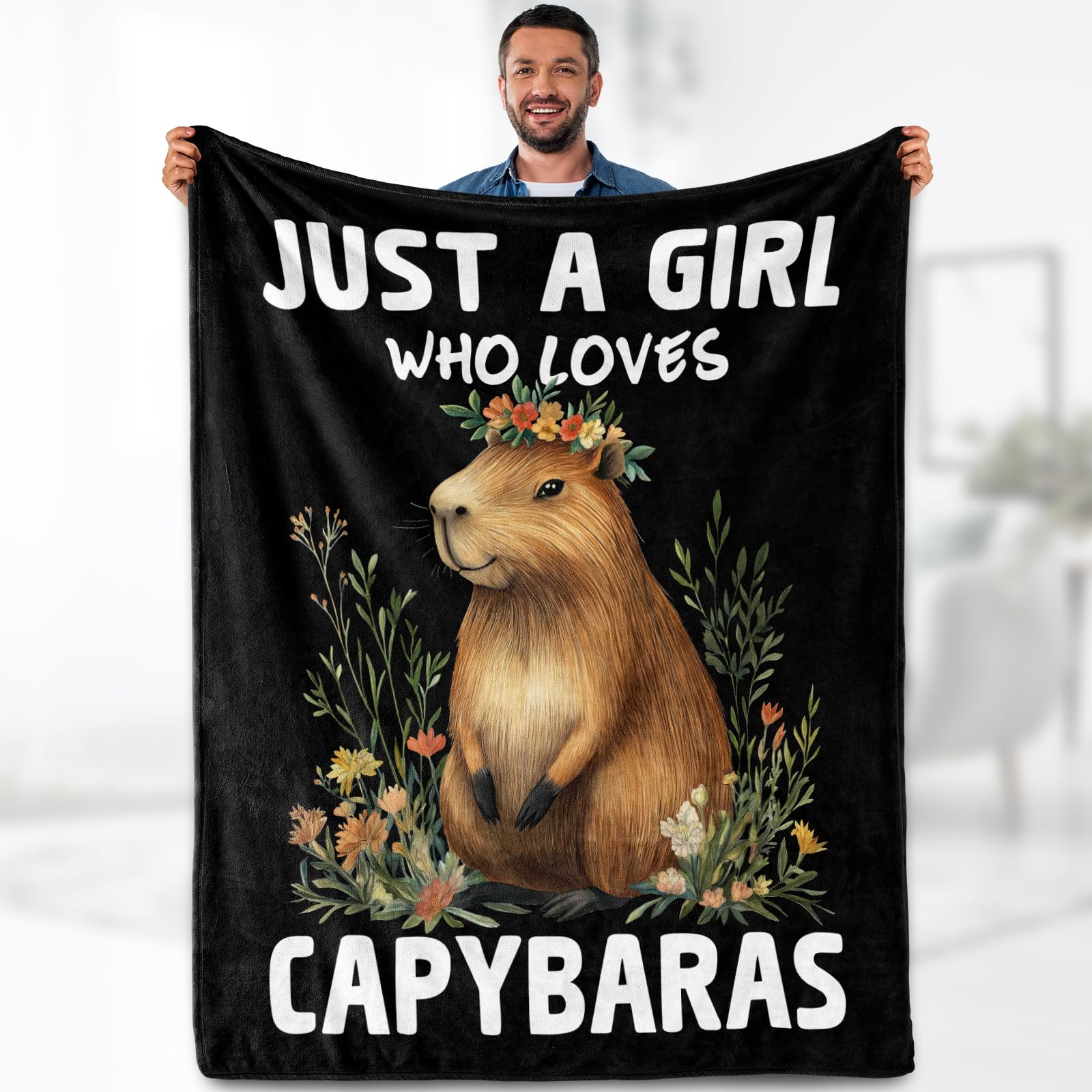 Amazon.com: Capybara Blanket Gifts for Kids Woman - Just A Girl Who ...