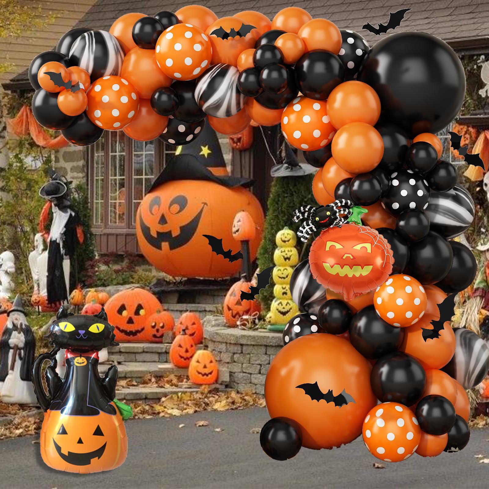 Amazon.com: Halloween Balloon Arch Garland Kit, Orange and Black ...
