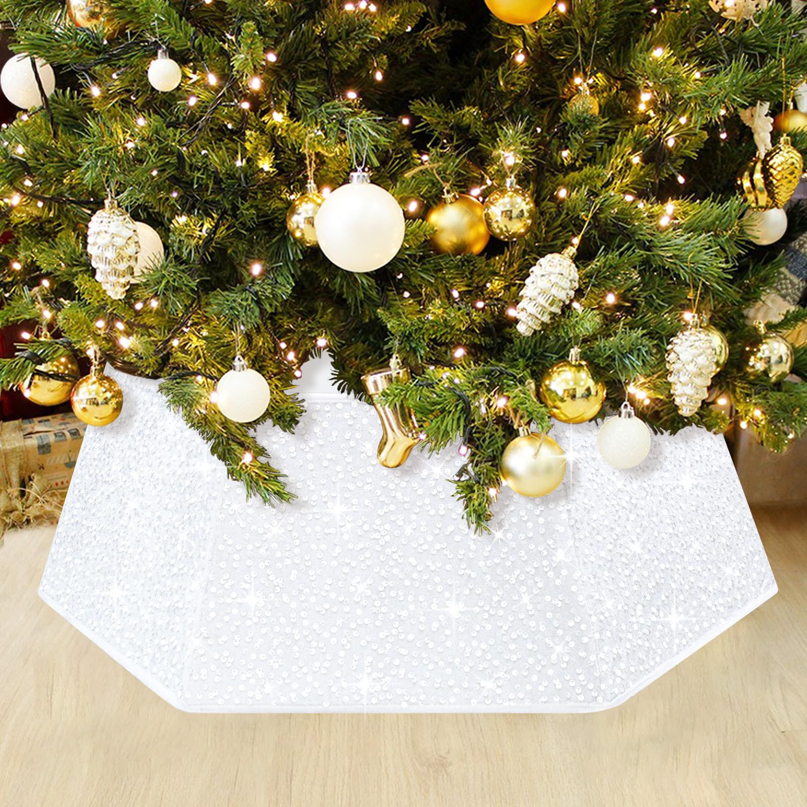 Amazon.com: White Christmas Tree Collar for 9 ft Tree Foldable 31.49 ...