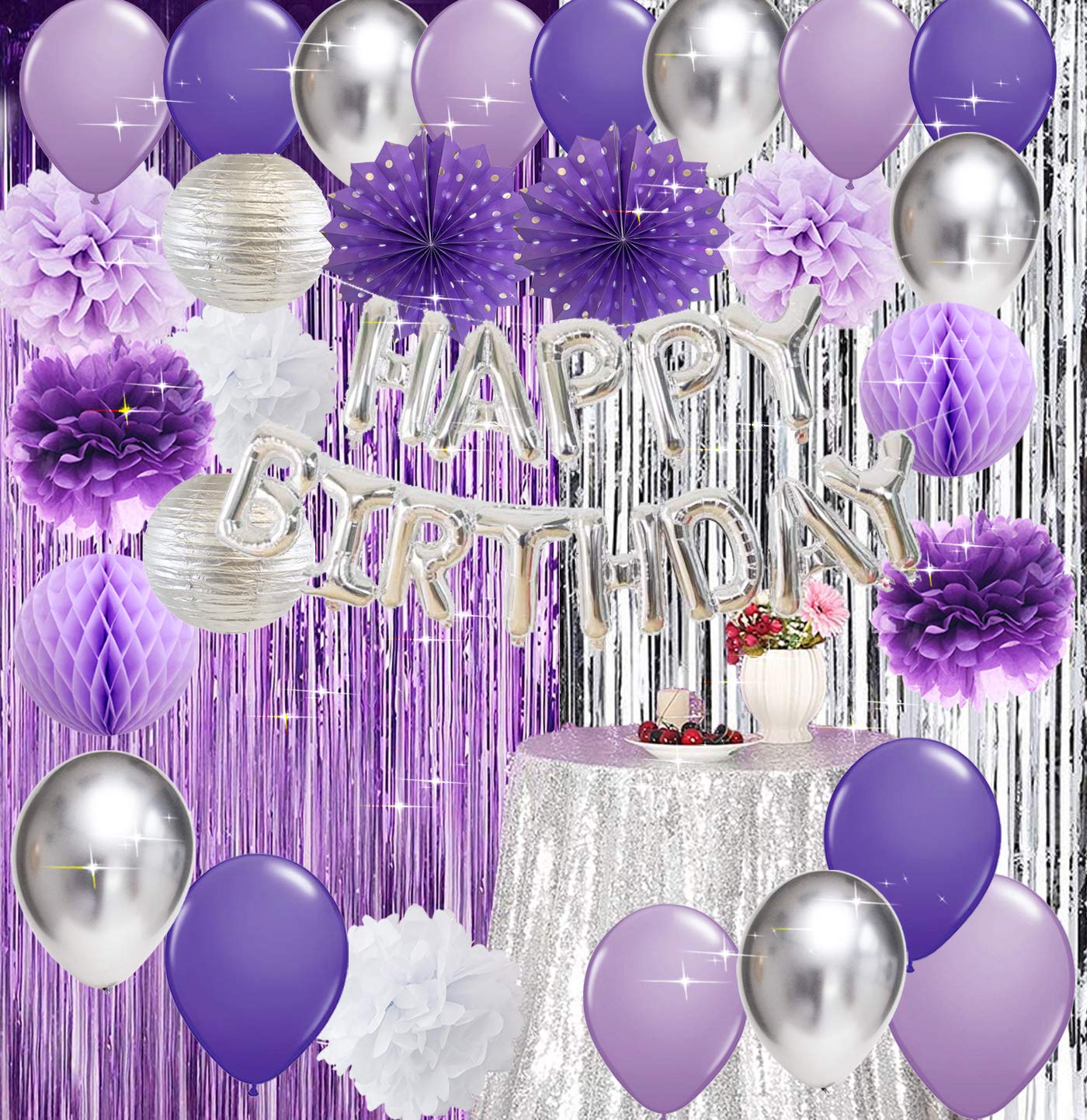 Purple And Silver Party Decorations