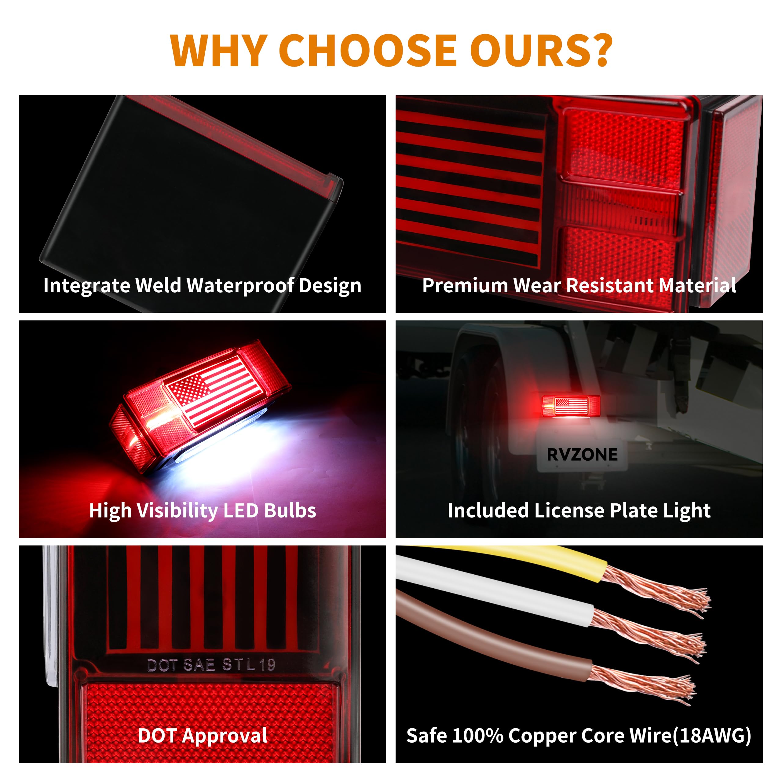 Snapklik.com : RVZONE LED Trailer Lights Kit For Utility IP68 ...