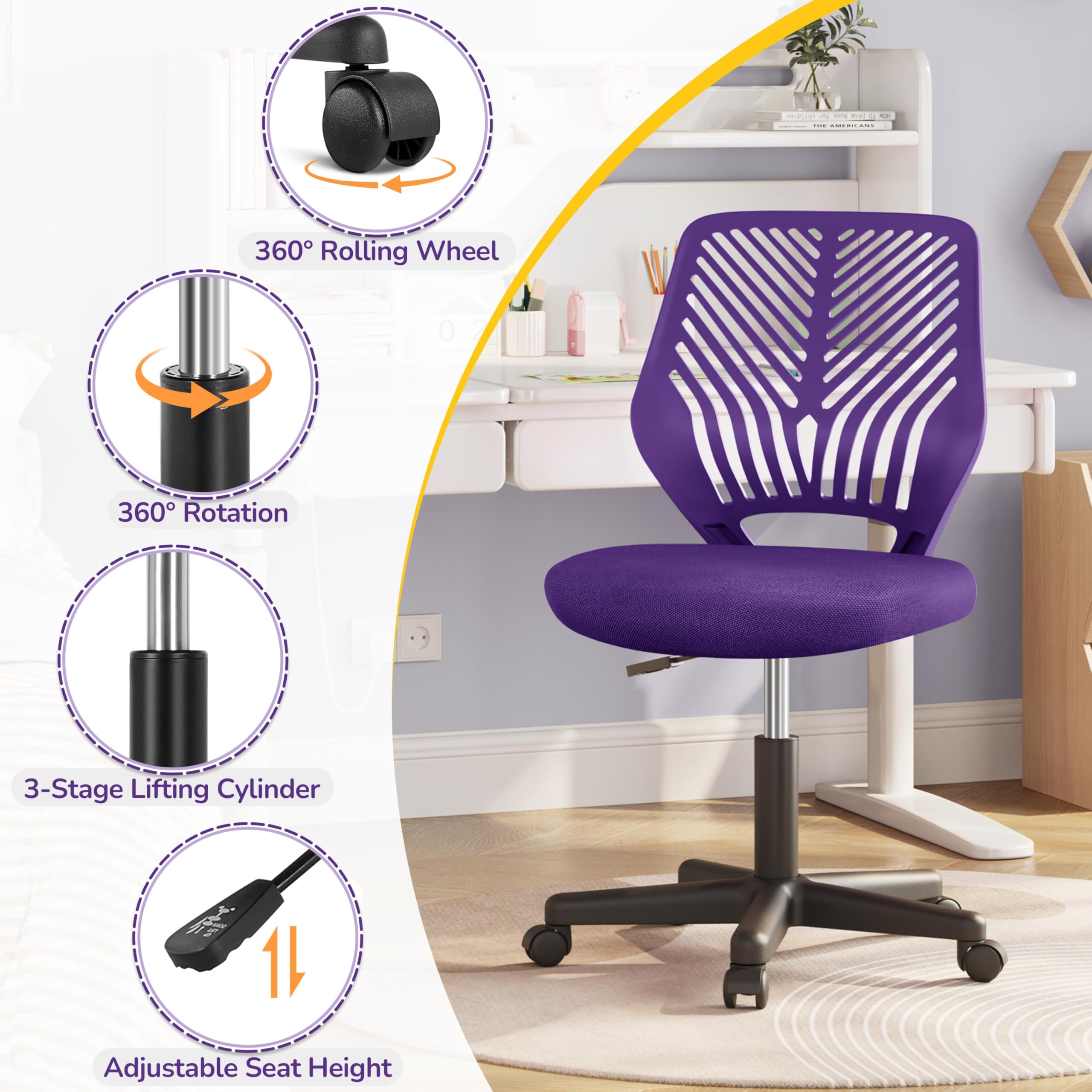 Snapklik.com : Yaheetech Students Cute Desk Chair Low-Back Armless ...