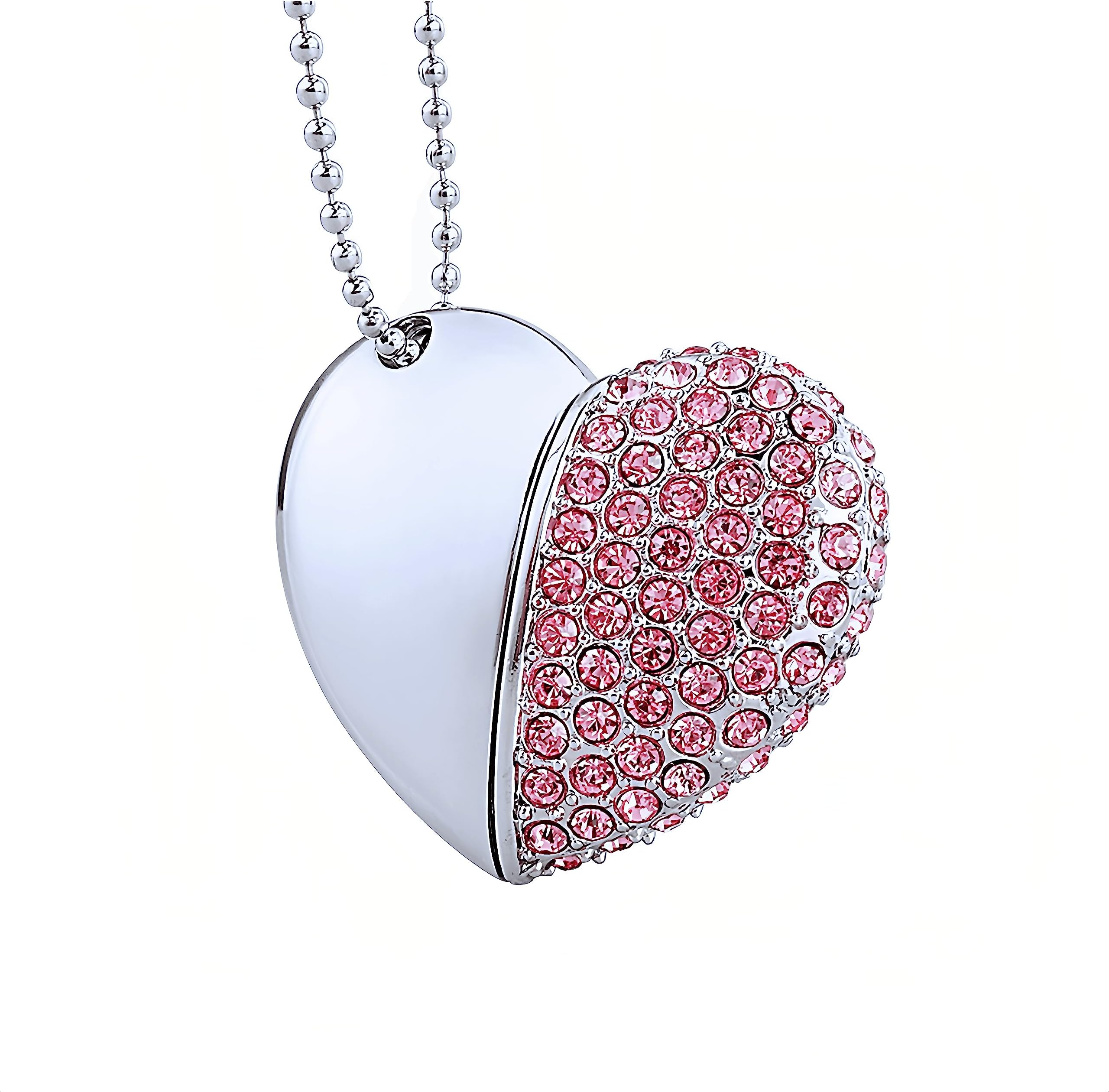 Amazon.com: Shiny Crystal Heart Shape USB Flash Drive with Necklace ...