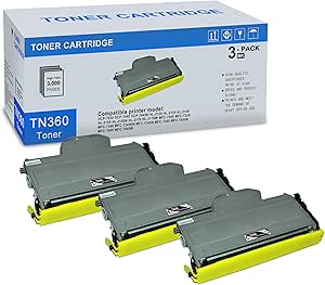 Amazon.com: 3 Pack TN360 Black Toner Cartridge Compatible TN360 Replacement for Brother TN360 ...