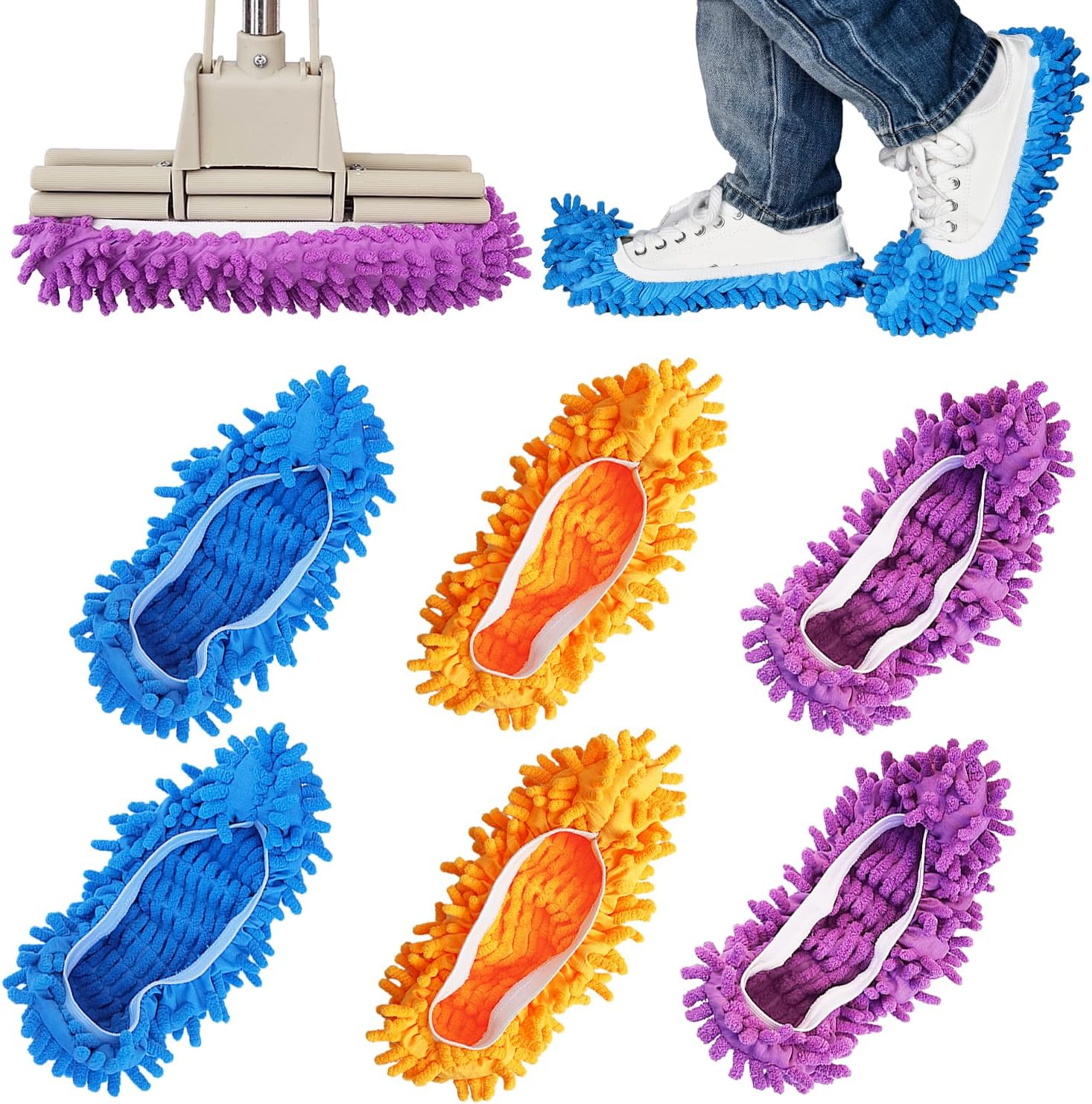 Amazon.com: 3 Pairs Shoes Cover Duster, Reusable Mop Slippers ...