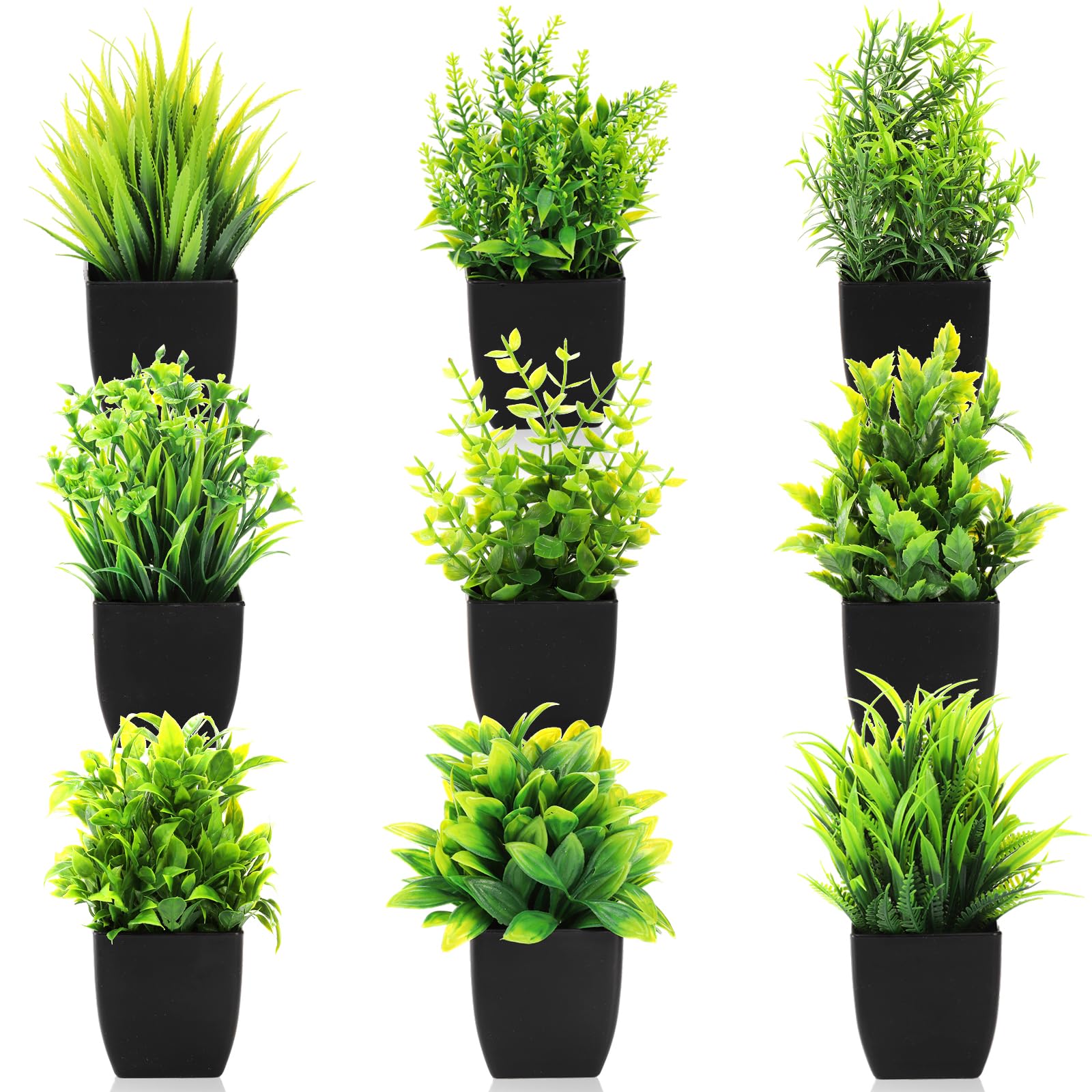 Amazon.com: ZENFUN 9 Pack Small Fake Plants, Mini Artificial Potted ...
