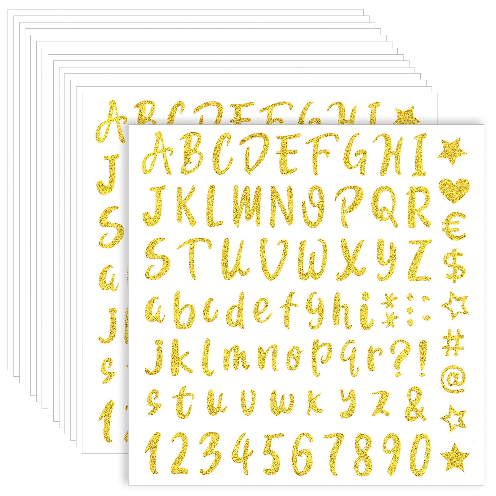 1215pcs/15Sheets Gold Letter Stickers, Alphabet Stickers Self Adhesive ...