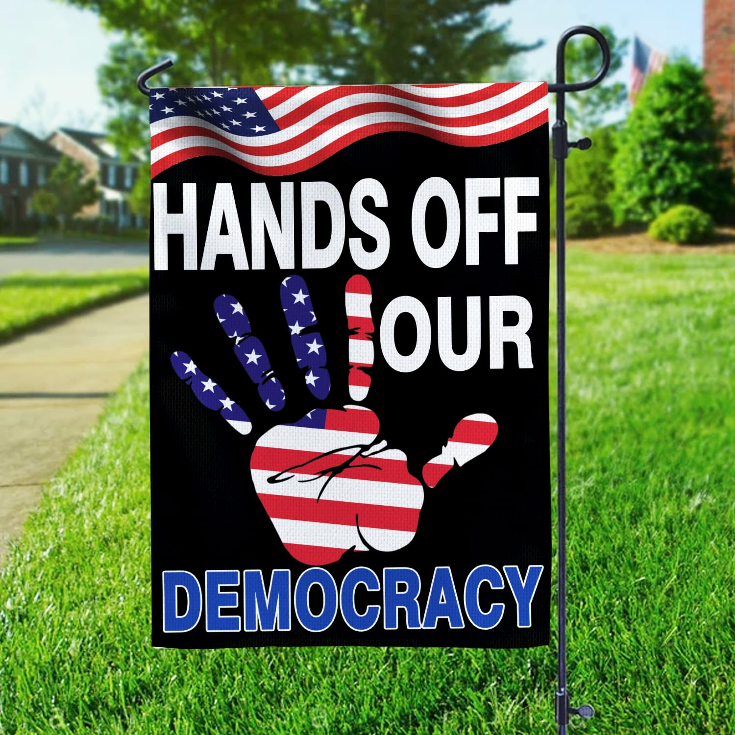 Amazon.com: Hands Off Our Democracy Flag – Double-Sided Protest Sign ...