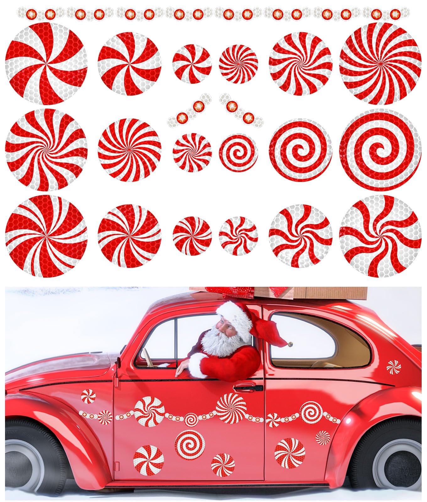 Amazon.com: Whaline 30Pcs Christmas Reflective Car Magnets Red White ...