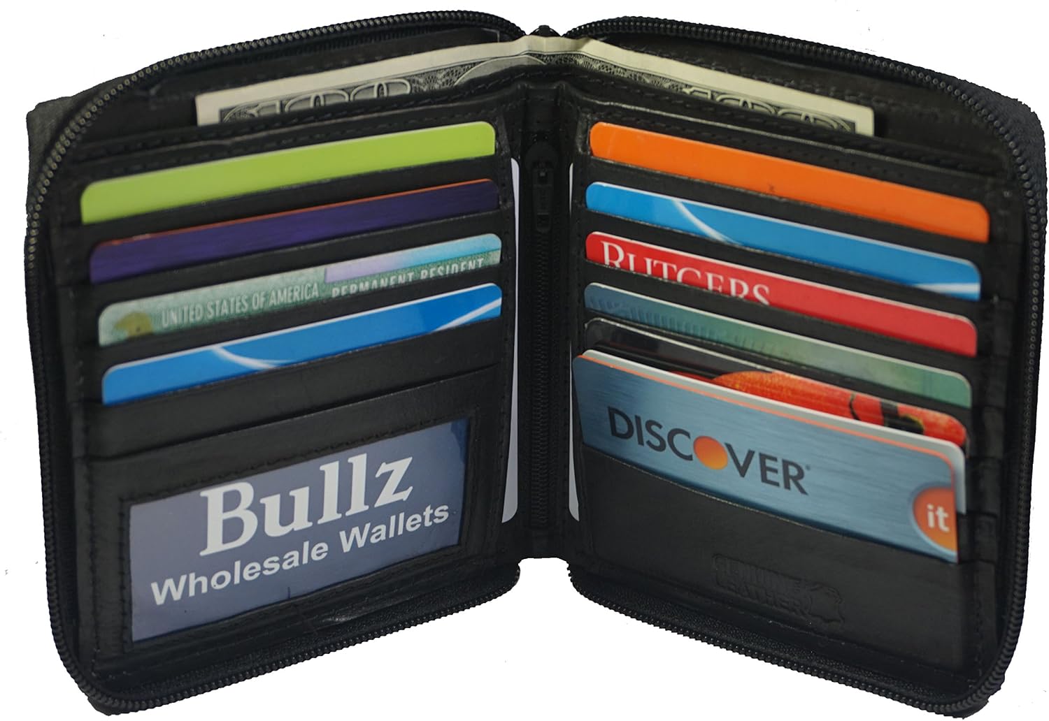 Genuine leatherEuro Style Zip-around(Zipper) Hipster Mens wallet at ...