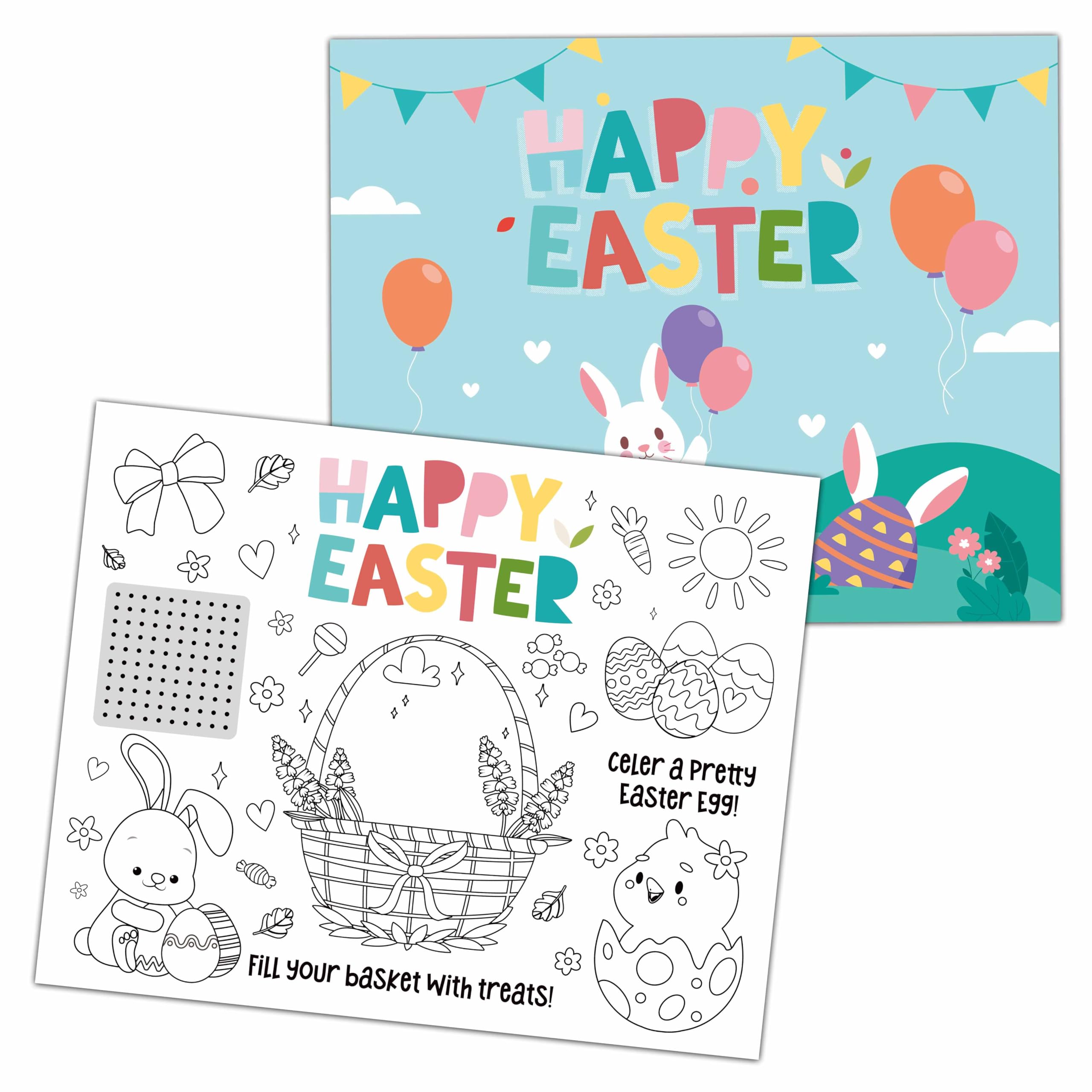 Amazon.com: Happy Easter Coloring Paper Placemats, Spring Coloring ...