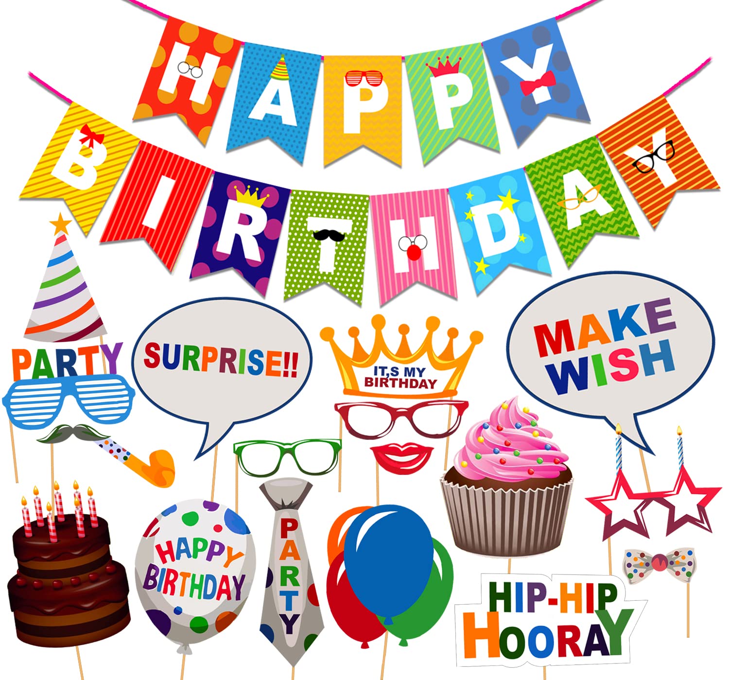 Party Propz Birthday Deoration Props - 16 Pcs | Birthday Decoration ...