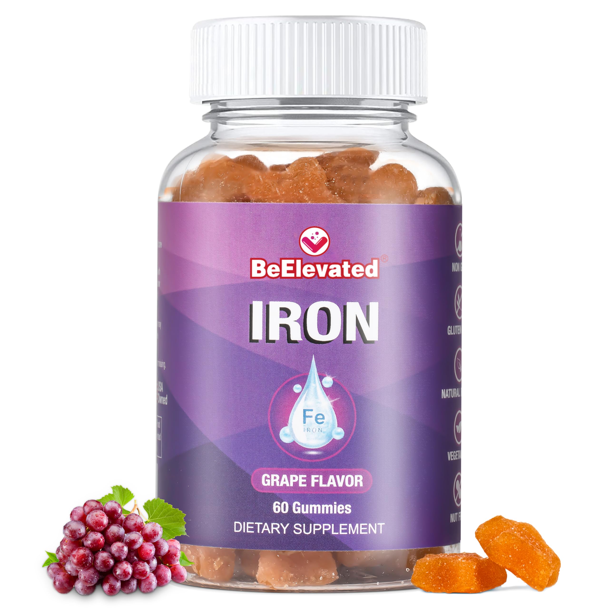 Amazon.com: BeElevated Iron Gummy Vitamin - Gluten Free Supplements for ...