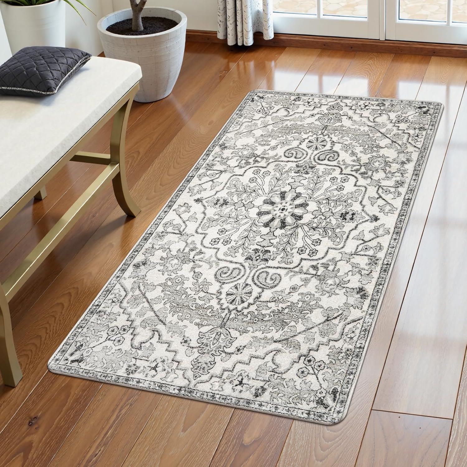 Amazon.com: Lahome Bohemian Floral Medallion Runner Rug - 2x4 Beige Non ...