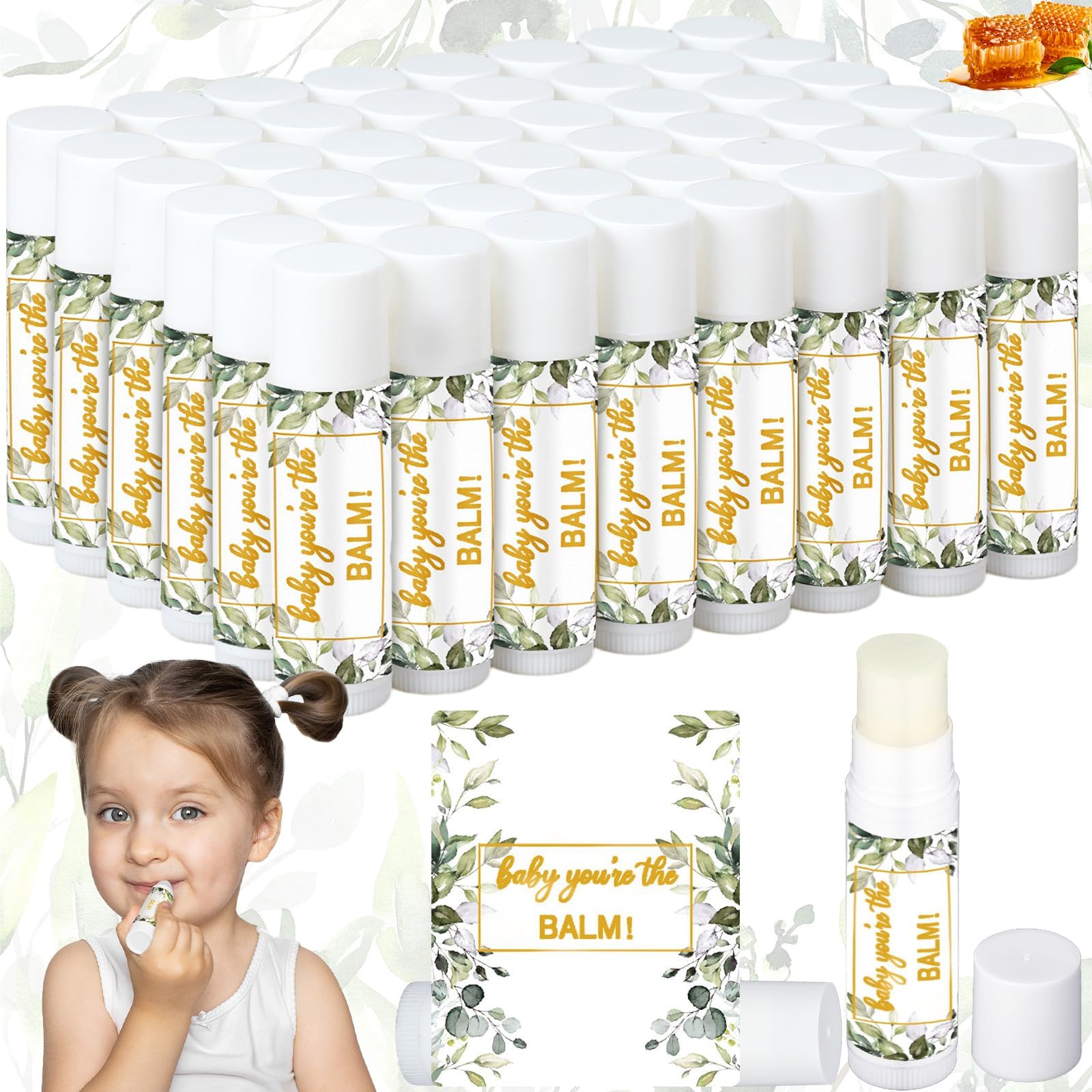 Amazon.com : Siifert 50 Pack Greenery Baby Shower Lip Balm Favors Bulk ...