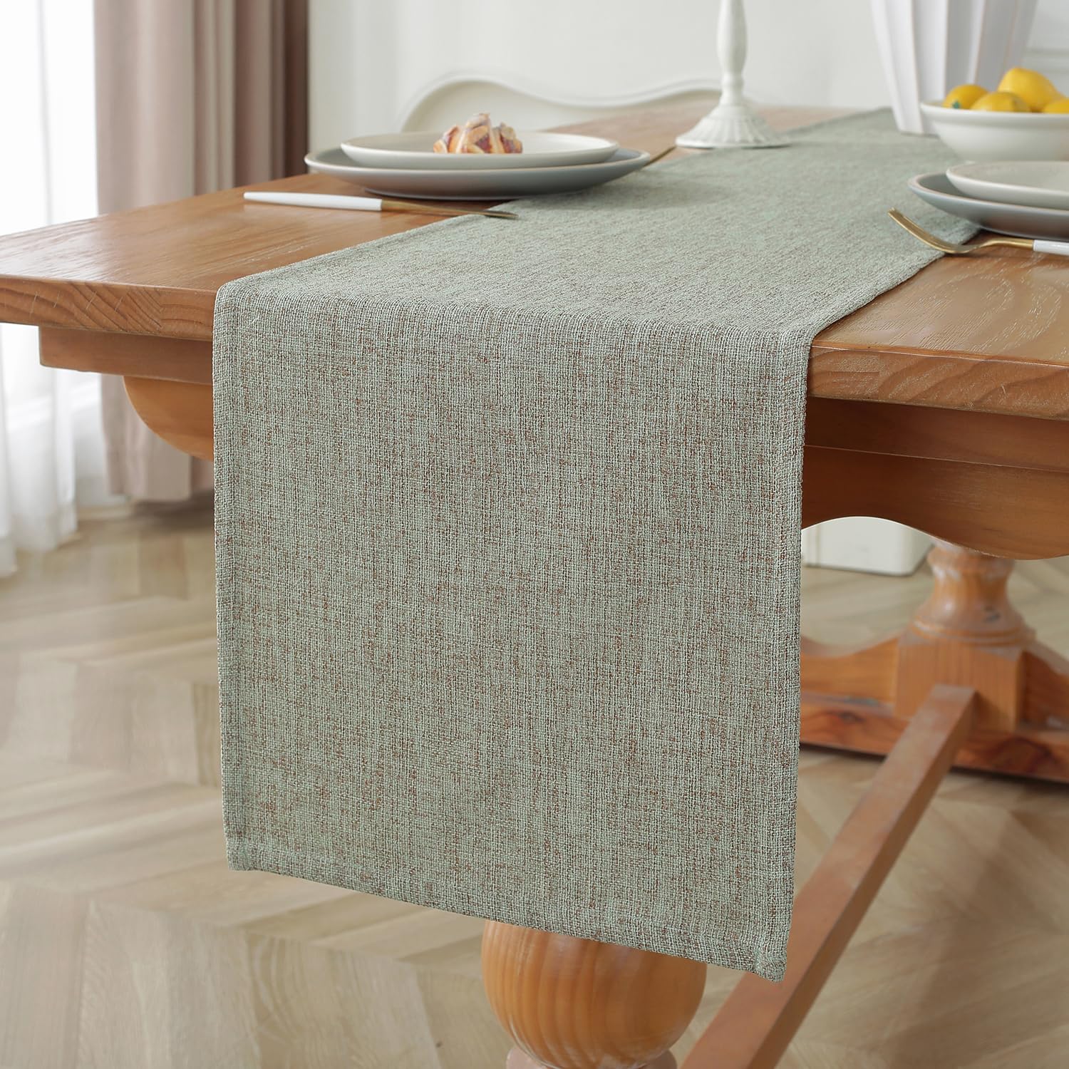 Amazon.com: Laolitou Farmhouse Table Runners 108 Inches Long, Sage ...