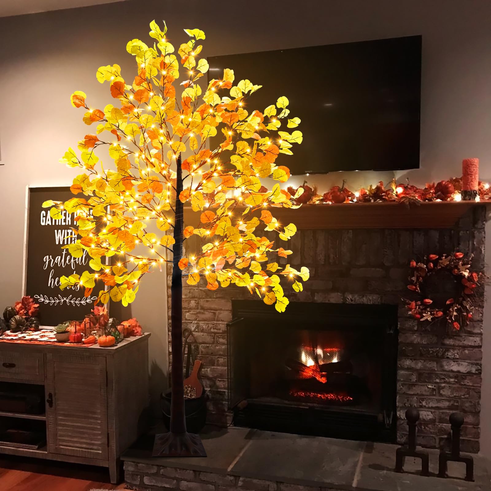 Ruidazon 6 FT Fall Lighted Ginkgo Tree 240 LED with Timer 8 Flashing ...
