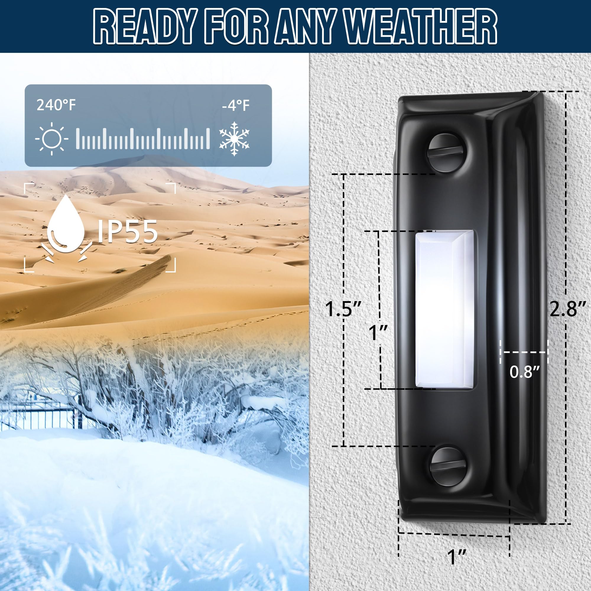 Snapklik.com : Dreyoo Metal Doorbell Push Button, Heavy Duty Metal Door ...