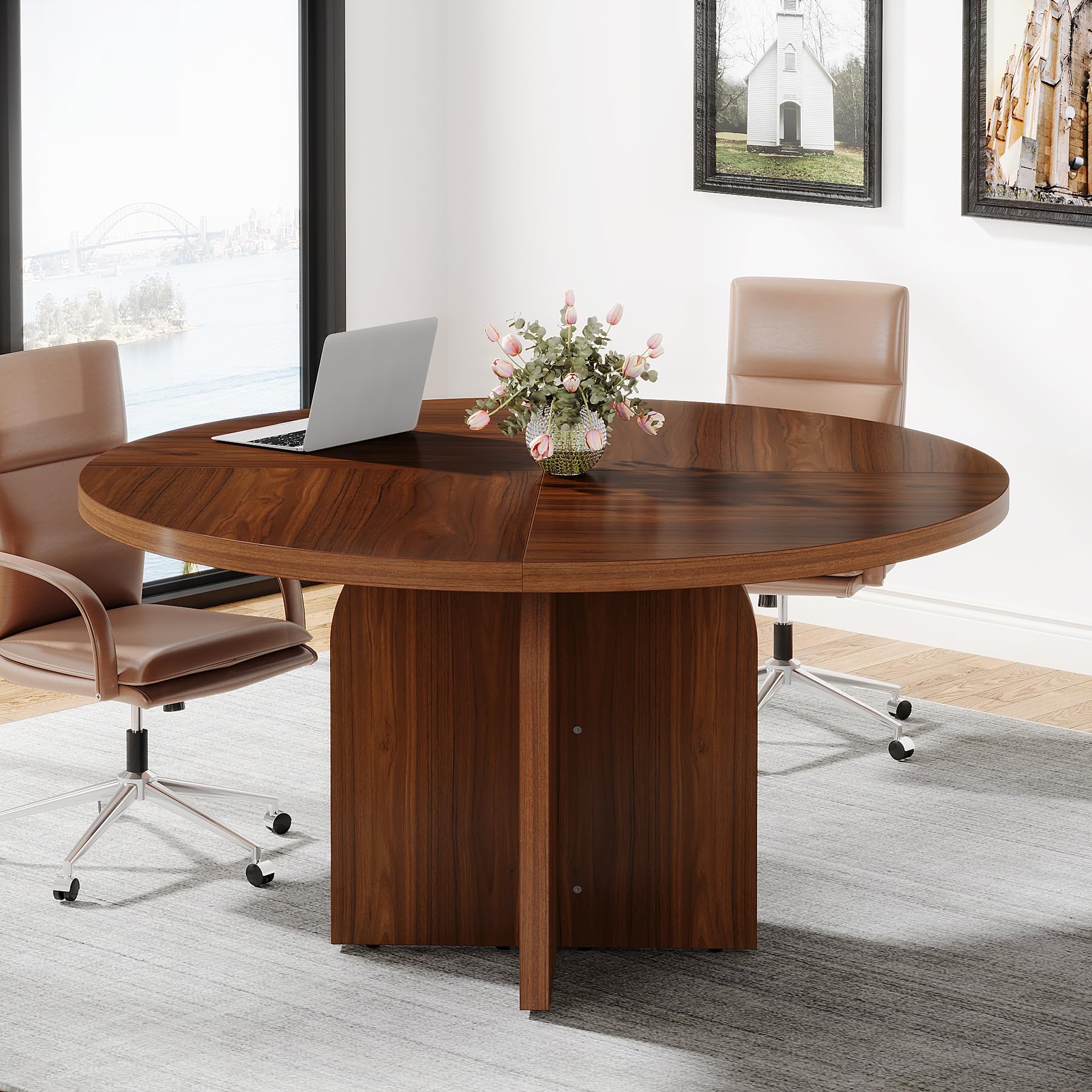 Amazon.com: Tribesigns Round Conference Table, 47.24 L x 47.24 W x 29. ...