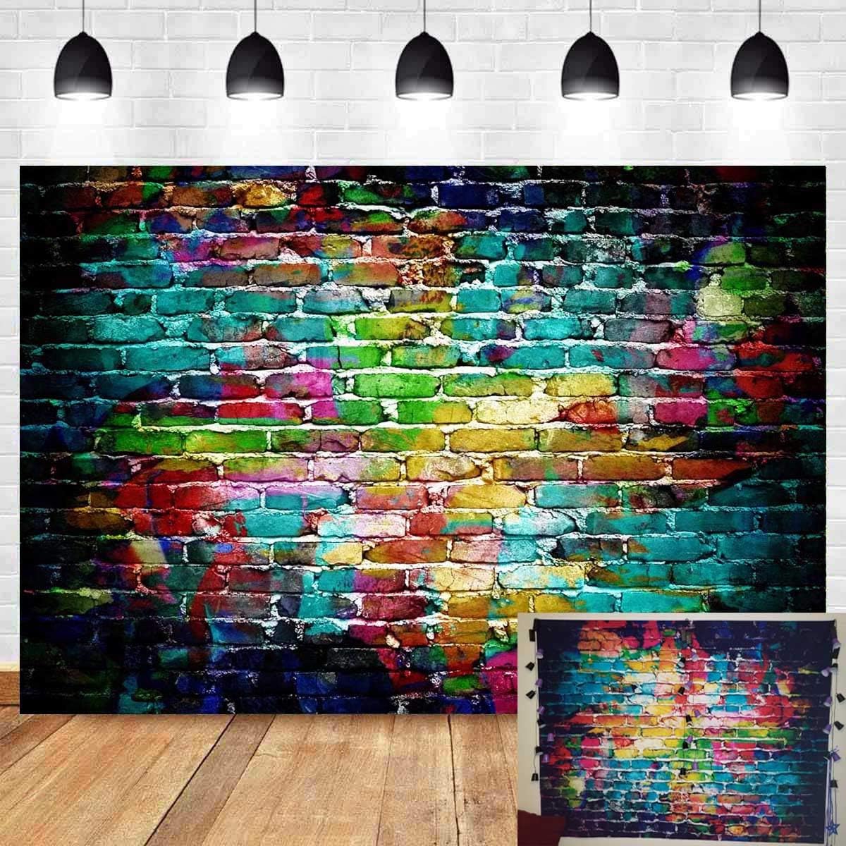 Amazon.com : 9x6FT Colorful Brick Wall Photography Backdrop Vinyl ...