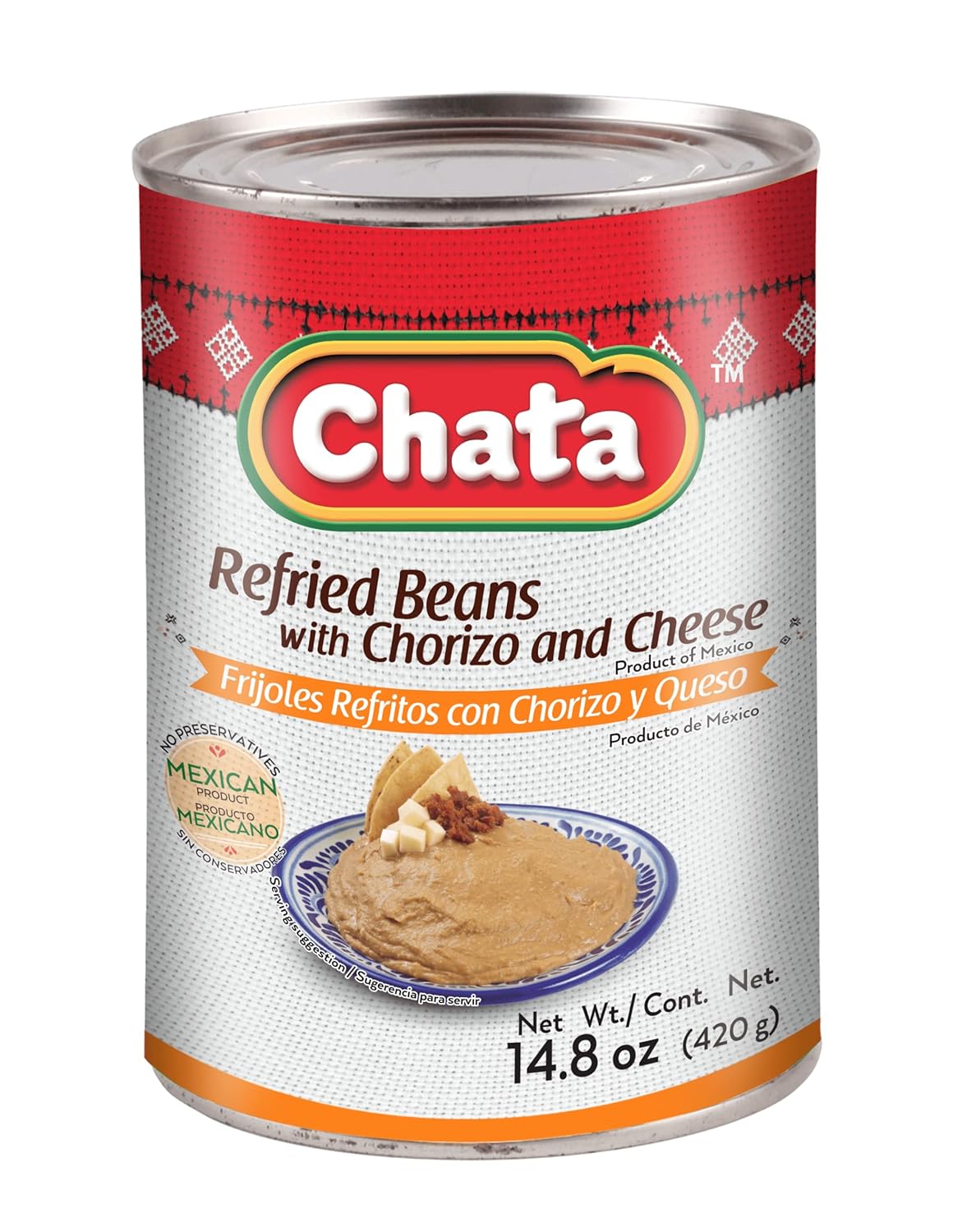 Amazon.com: Chata Refried Beans Chorizo & Cheese Can | Practical ...