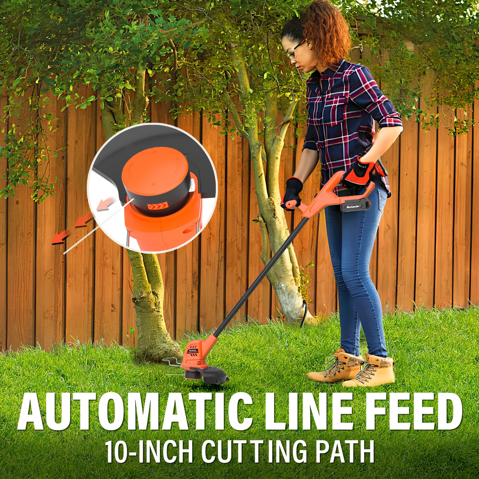 Snapklik.com : MAXLANDER Cordless Weed Wacker 10 Inch