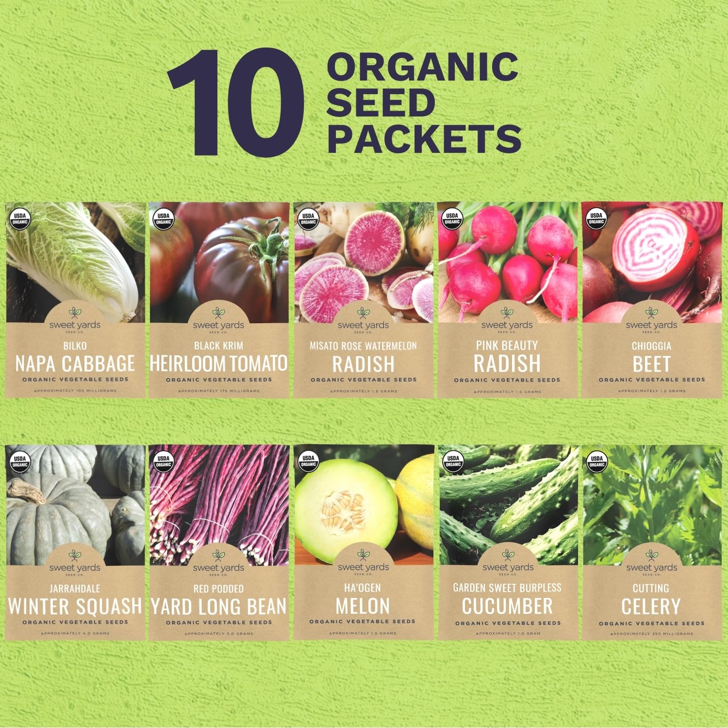 Organic Vegetable Seed Packets Heirloom Non GMO Variety Pack, 1500+