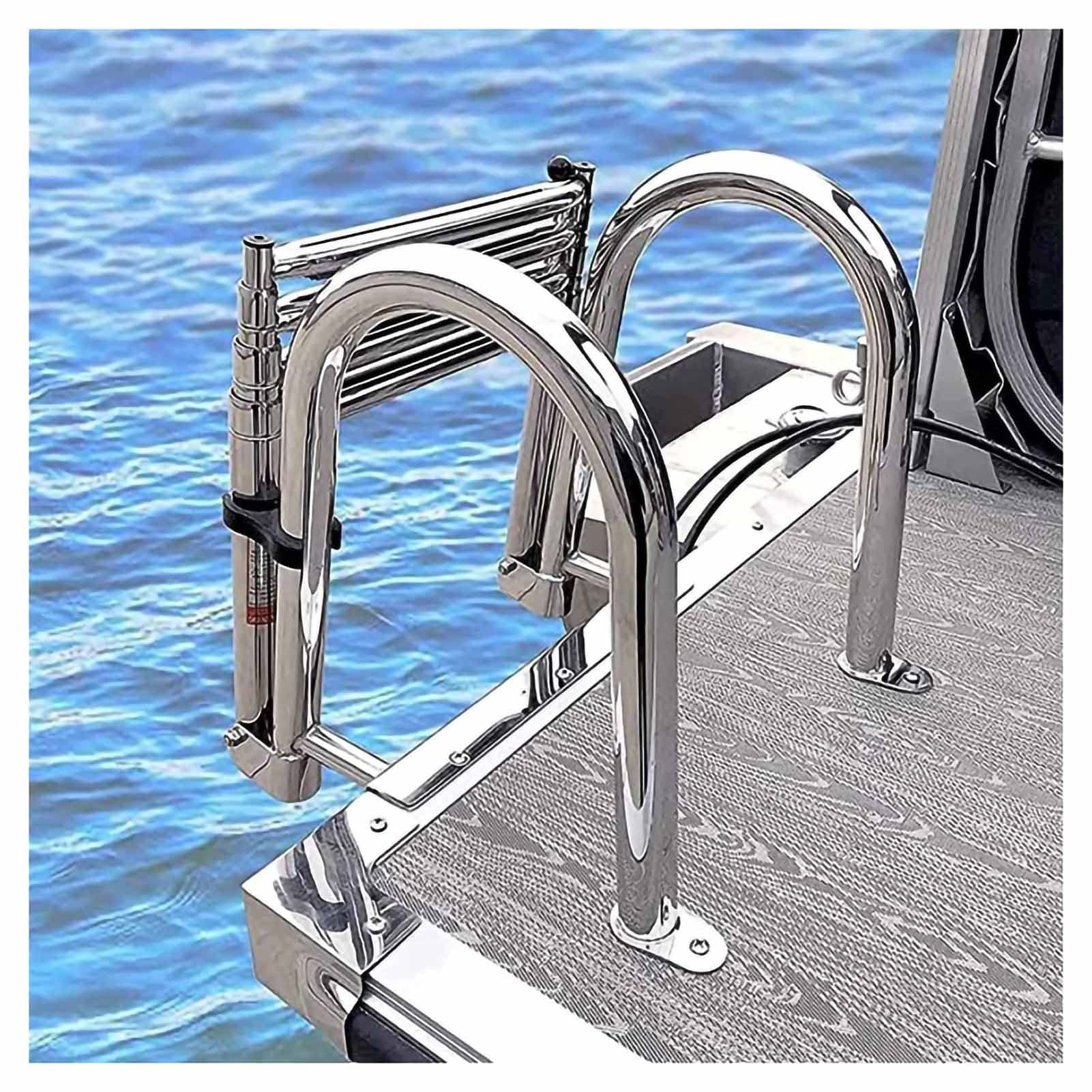 Buy BOCbco 4 Step Pontoon Boat Ladder, 316 Stainless Steel Telesladder ...