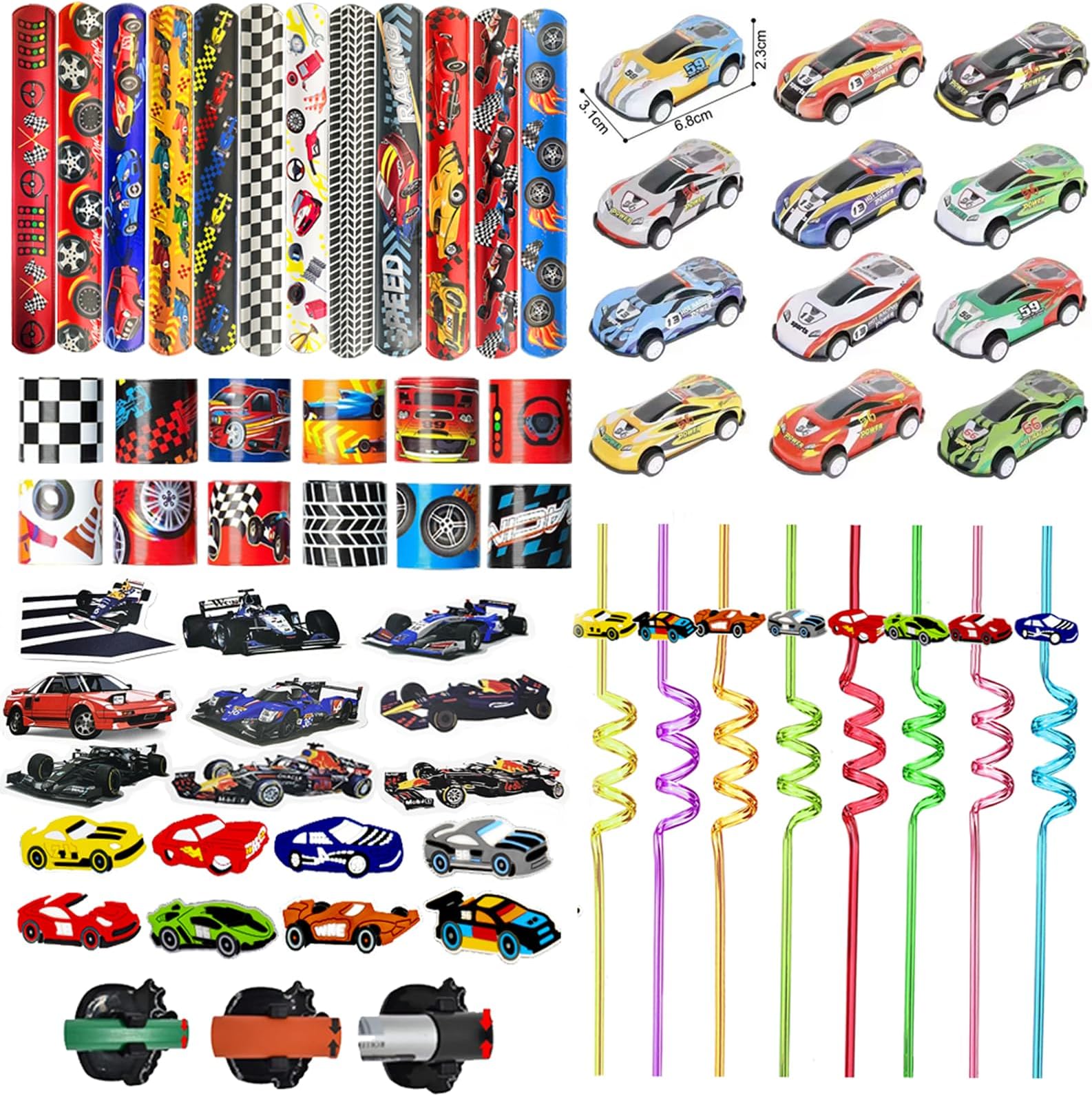 Amazon.com: PerKoop 144 Pcs Racing Car Party Supplies Include 24 Racing ...