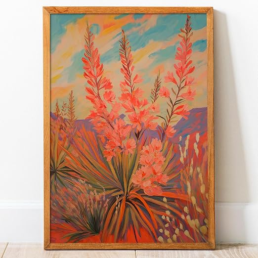 Amazon.com: Desert Flower Wall Art Canvas Vintage Artwork Landscape ...
